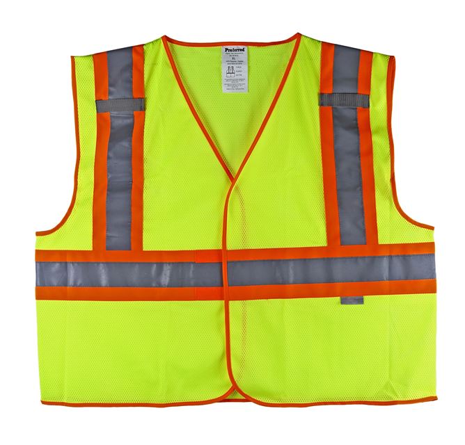 XL, Lime, ANSI Class 2 Hi Vi vests PROFERRED High Visibility VEST